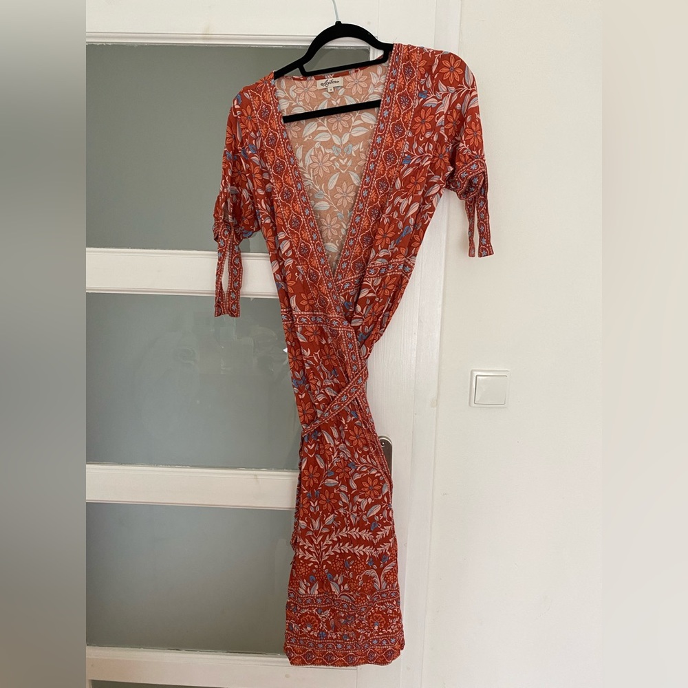 Arnhem Marigold Wrap Midi Dress In Ochre - Gem